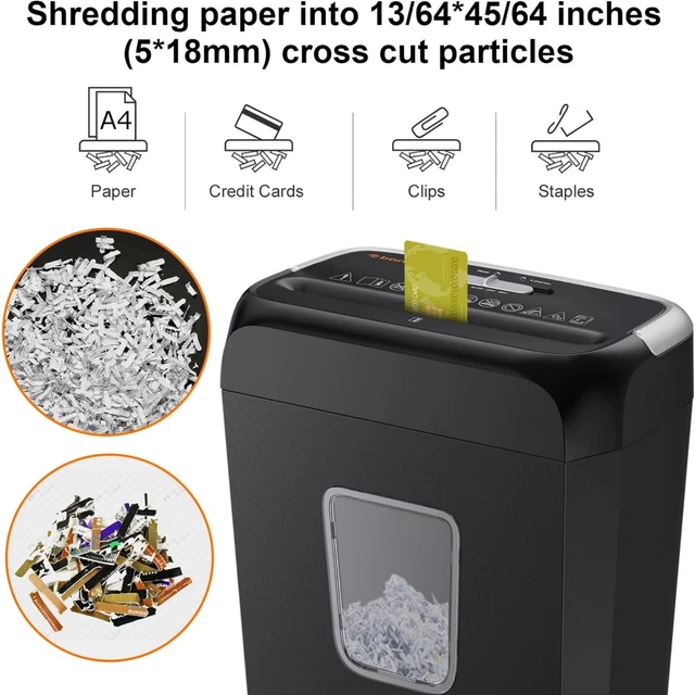 COMMERCIAL PAPER SHREDDER Industrial 6 Sheet Cross Cut Heavy Duty Home ...