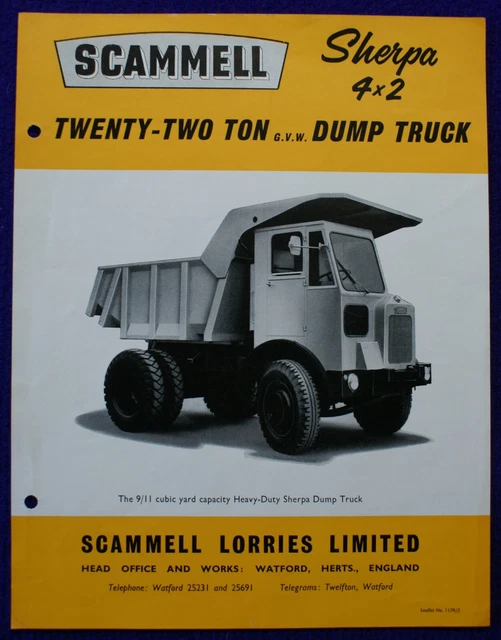SCAMMELL SHERPA 4X2 22 TON DUMP TRUCK LORRY DATA SPECIFICATION BROCHURE ...