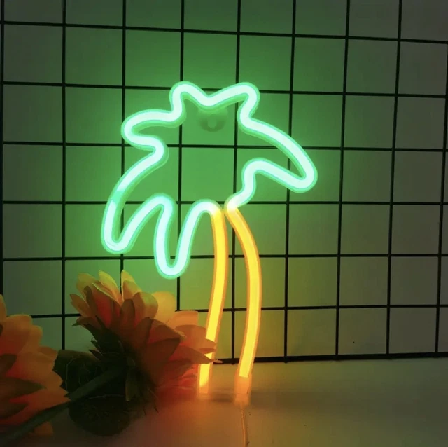 PALM TREE LED Neon Light Sign Stand Light Bar Desk Lamp Home Nursery 26 ...