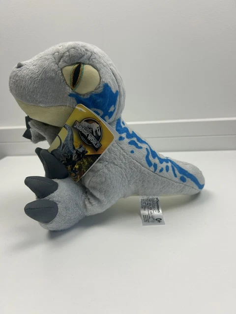 JURASSIC WORLD CHUNKY Blue Velociraptor Dinosaur 10'' Posh Paws Plush ...