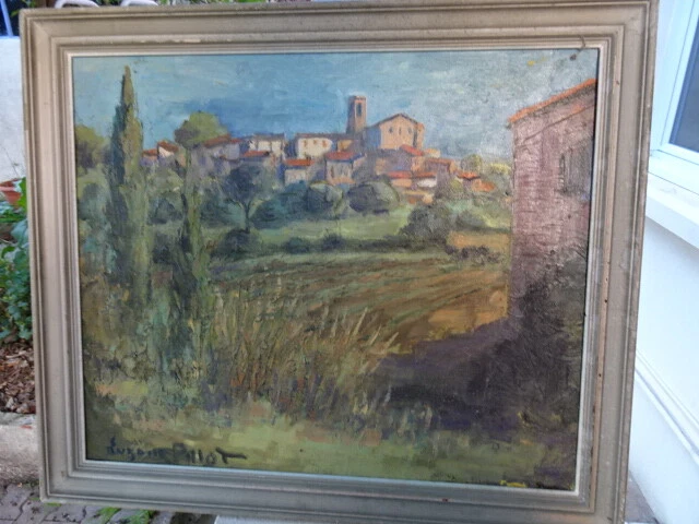 CAMPAGNE À EGUILLES Provence proche AIX huile sur toile signée Eugène ...