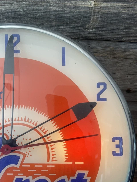 VINTAGE SUN CREST Soda Advertising Clock Canadian Neon Ray Clock ...