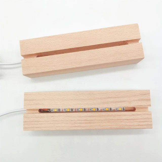 USB POWERED RECTANGLE Beech Material LED Luminous Base LED Lights ...