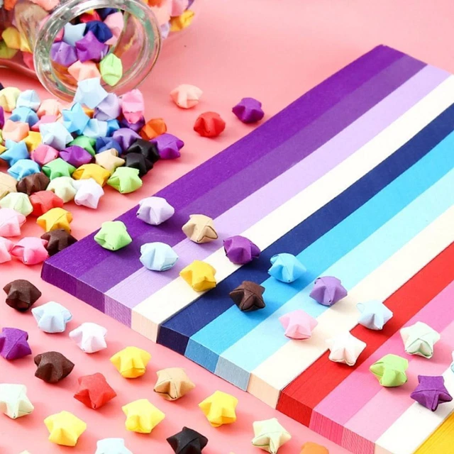 LUCKY STARS ORIGAMI Paper Folding Craft Shinny Strips Wish Double-Sided ...