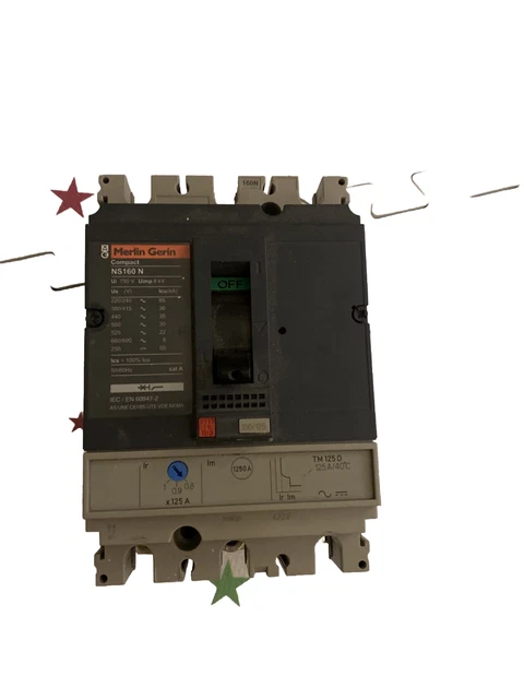 MERLIN GERIN MCCB 125 Amp Triple Pole 3 Phase Compact 125A NS160N ...