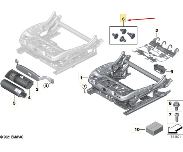 BMW IX I20 Vordersitzrahmenschrauben Set 52107474985 Neue Echtheit EUR ...
