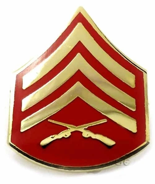 MARINE CORPS RANK Insignia Gold Scarlet Chevron E-5 Sergeant Sgt USMC ...