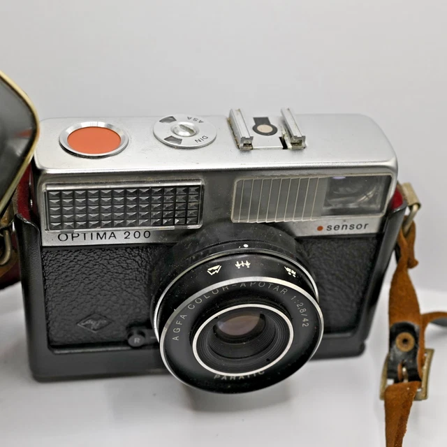 AGFA OPTIMA 200 Fotocamera Analogica OTTICA APOTAR 1:2.8/42 PARATIC Con ...
