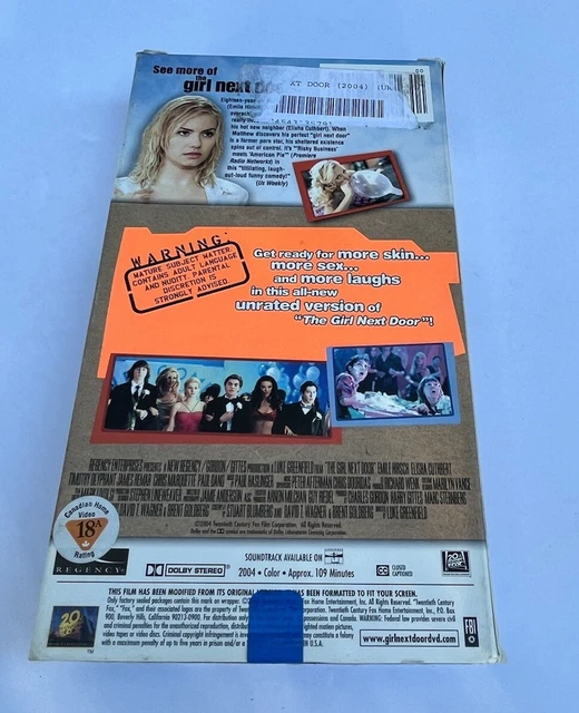 The Girl Next Door 2004 Vhs Unrated Teen Comedy Romance Elisha Cuthbert