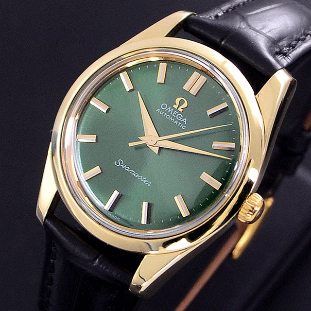 VINTAGE OMEGA SEAMASTER Automatic Emerald Dial Dress Men's Watch Rare ...