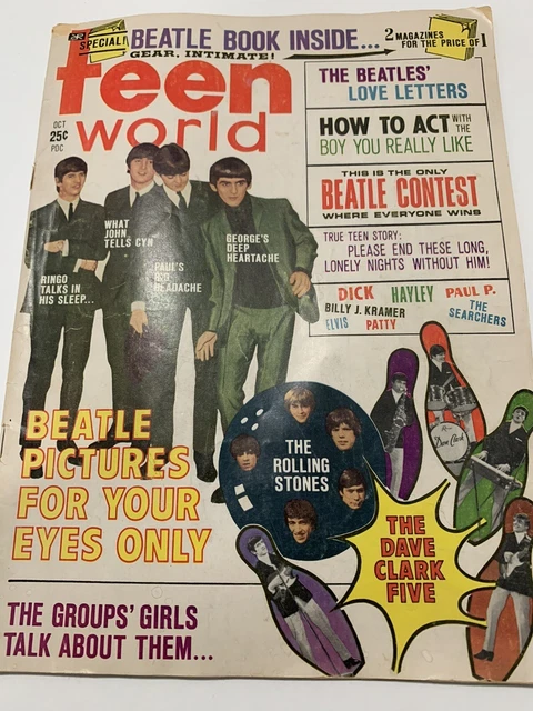 VINTAGE TEEN WORLD Magazine Oct 1964 Beatles, Rolling Stones, Dave ...