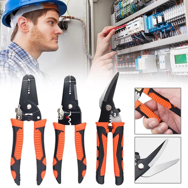 PINCE DÉNUDER MULTIFONCTION coupe-câble pince sertir électricien sertissage. }( EUR 7,15 ...