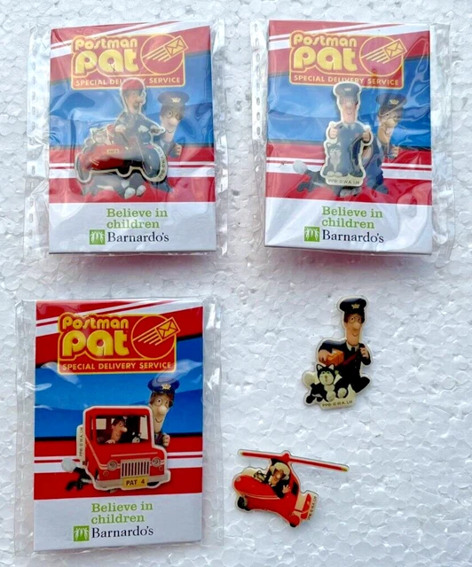 BARNARDO'S POSTMAN PAT Special Delivery Service-Set Of 5 Metal Pin ...
