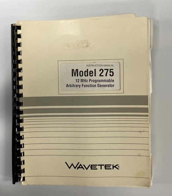 WAVETEK® INSTRUCTION MANUAL 1300-00-023 Rev 6/89 For Model 275 £16.12 ...