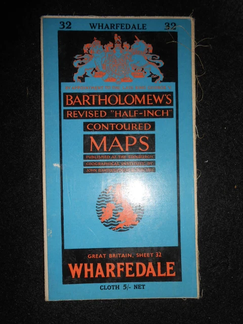 VINTAGE BARTHOLOMEW HALF Inch Map of Wharfedale - 1954 - Sheet 32 - inc ...