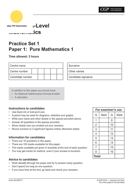 A-LEVEL MATHS EDEXCEL Practice Papers: for the 2026 and 2027 Exams (CGP ...