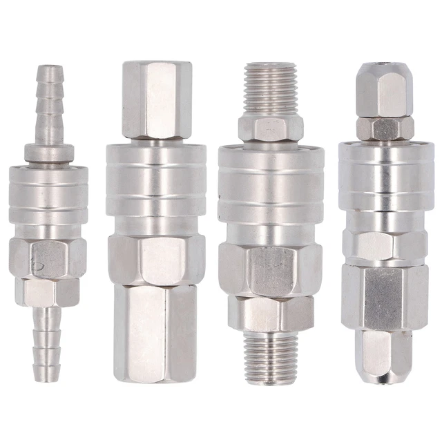 AIR COUPLER STAINLESS Steel Self Locking Quick Connect Pneumatic Hose ...