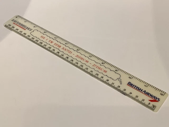 BRITISH AIRWAYS 30CM ruler SAVERBREAKS Landor livery from 1988 £10.50 ...