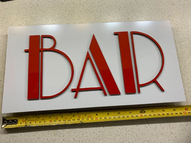 BAR SIGN ALUMINIUM Composite Bar Signage Supplied On White Perspex ...