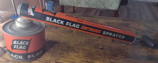 VINTAGE BLACK FLAG Insect Spray Kill Fast Bugs Metal Advertising Can ...