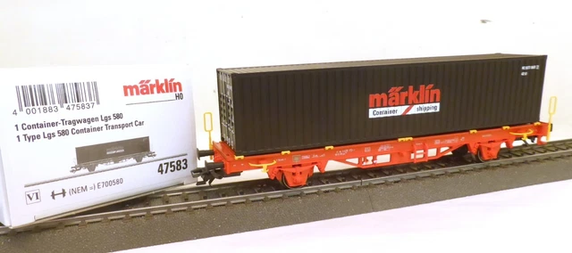 MÄRKLIN H0 47583 Store-Wagen 2022, Container-Tragwagen Lgs 580, KK A10 ...