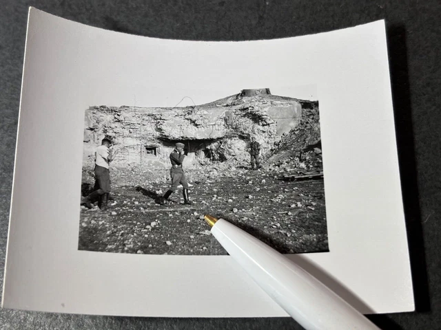 ORIG. FOTO ZERSTÖRTER Bunker bei Arras 1940 Frankreich 2. WK Maginot ...