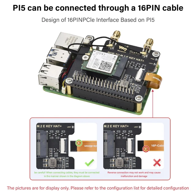 RASPBERRY PI 5 PCIe to M.2 E Key Expansion Board For NGFF Wireless ...
