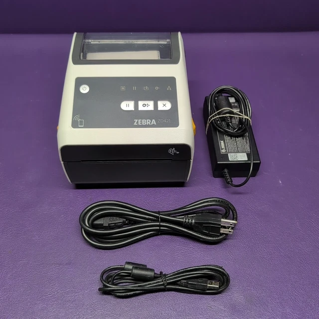 ZEBRA ZD421 BT Direct Thermal Label Printer w/ Power Supply ZD4AH42 ...