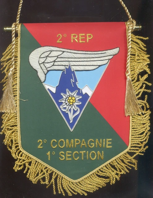 FANION / 2° REP 2° COMPAGNIE 1° SECTION - cannetille fait main 16 x 23 ...