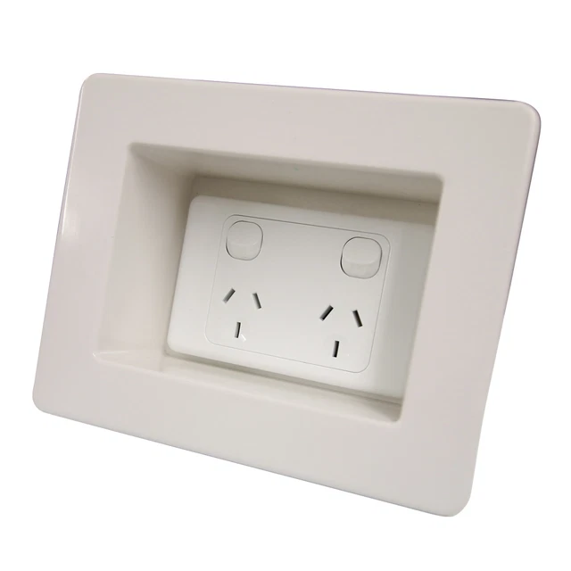 RECESSED POINT - Flush Box Kit - White Wall Box / Hidden GPO INCLUDES ...