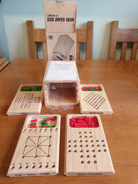 ETHICALLY MADE SOLID Wood Mini Game Box 4 In 1 EUR 17,02 - PicClick IT