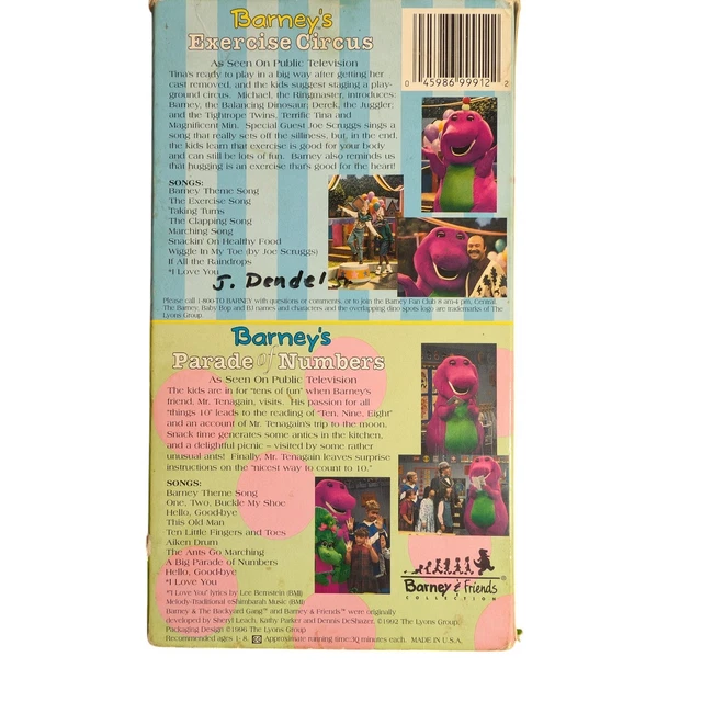 BARNEY’S EXERCISE CIRCUS Parade of Numbers VHS 1992 Video 2 Tape Set ...