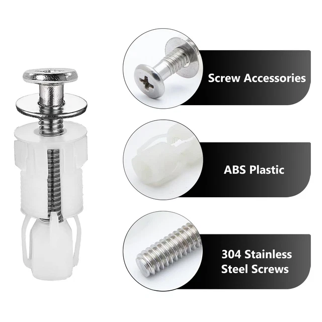 TOILET SEAT FITTINGS, 4 Pcs Expansion Screws and Fixtures, 4cm/1.57 ...