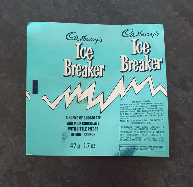 CADBURY'S ICE BREAKER - 1970s Original Chocolate Bar Foil Wrapper ...