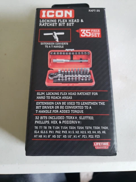NEW ICON LOCKING Flex Head Ratchet & Bit Set 35 RXFT-35 NEW $40.00 ...