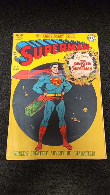 1948 DC COMICS Superman #53 Superman Origin Retold Couverture Restaurée ...