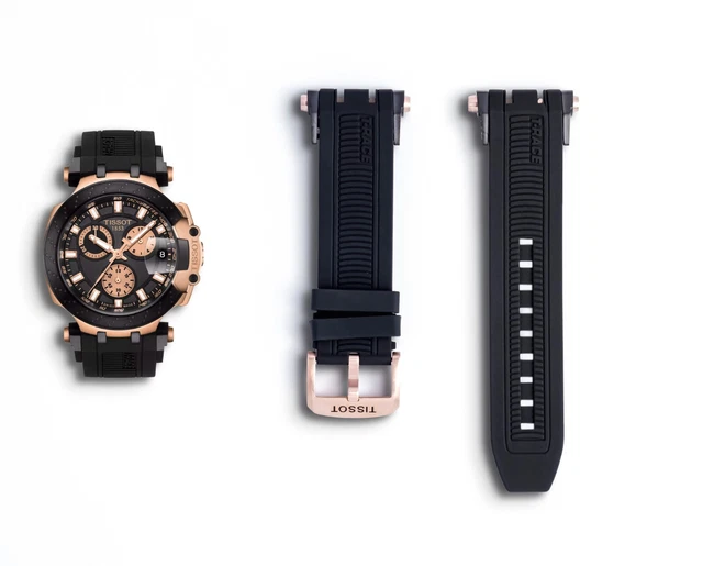ORIGINAL TISSOT T-RACE Black 28mm Rubber Strap T115417A T115407A 21mm ...