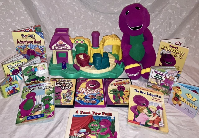 VINTAGE TALKING BARNEY the PURPLE DINOSAUR Books DVDs Playskool Push n ...