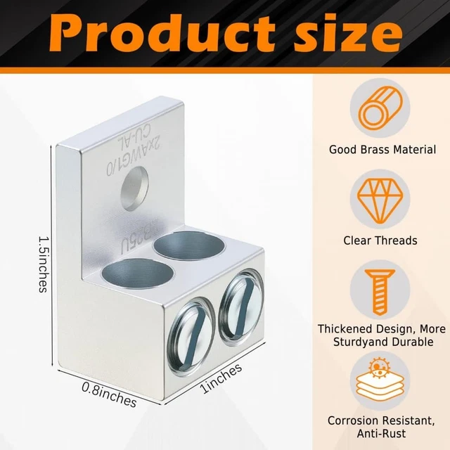 ALUMINUM GROUND LUGS Dual Hole 4 Pack with Tin Plated for Conductivity ...