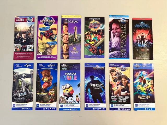 UNIVERSAL ORLANDO RESORT Park Map Collection - 12 Maps-Includes ...
