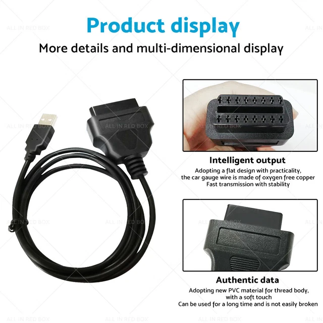 16 PIN OBD2 To USB Port Charger Adapter Cable Connector Diagnostic Tool $15.95 - PicClick AU