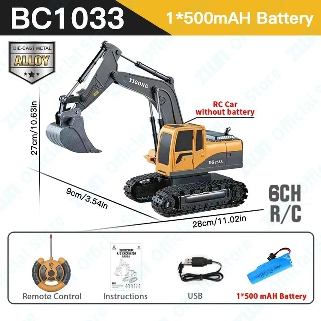 REMOTE CONTROL EXCAVATOR Dump Truck RC Model Car Toy Professional Alloy ...