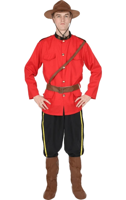 MENS CANADIAN MOUNTIES Costume Red Police Uniform With Hat Military ...