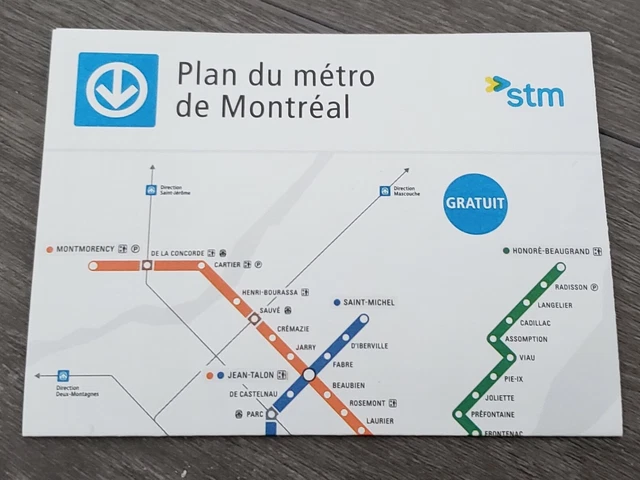 MONTREAL STM SUBWAY Map Metro Transit $7.99 - PicClick CA
