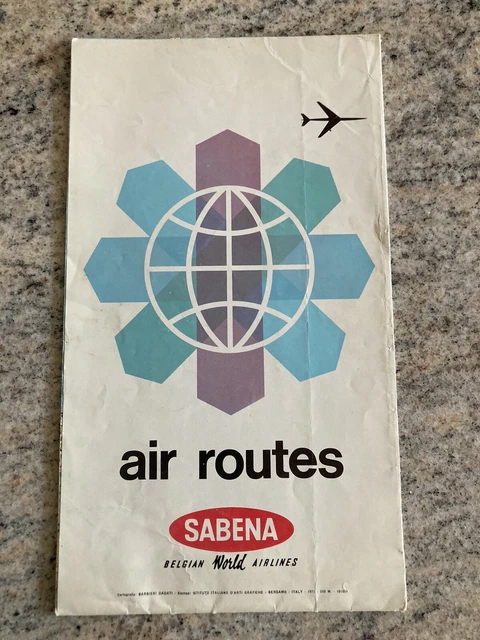 SABENA BELGIAN WORLD Airlines 1971 Route Map Free Postage £11.12 ...