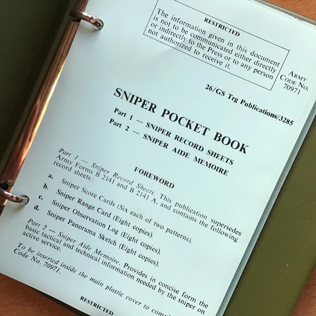 ORIGINAL BRITISH ARMY Firearms History Pamphlet: Sniper Pocket Book ...