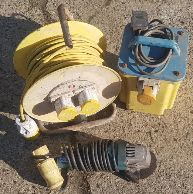 110V BUNDLE MAKITA 4" 100mm GRINDER TRANSFORMER EXTENSION LEAD REEL ...