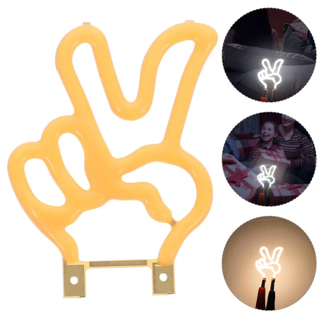 VICTORY HAND NEON Sign Led Light Up Gesture Peace Finger Wall Decor ...