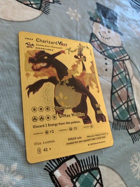 RARE CHARIZARD VMAX 020 | High Quality Pokemon Gold Foil Fan Art Card ...