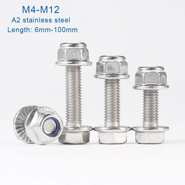 M4-M12 FLANGED HEXAGON Head Bolts Flange Hex Screws A2 Stainles+Flange ...